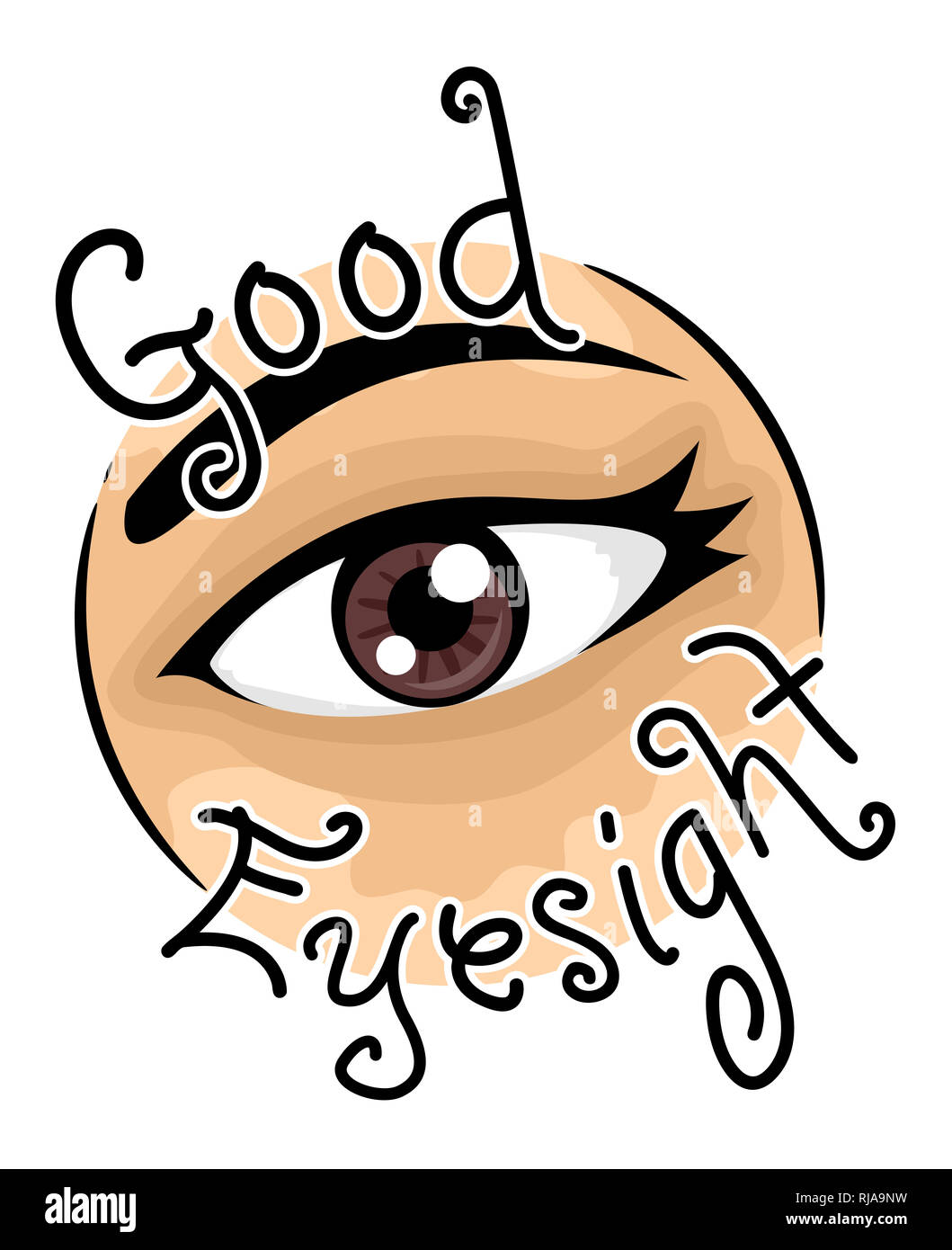 Illustration of an Eye with Good Eyesight Lettering Icon Stock Photo ...