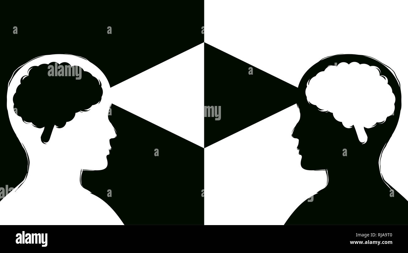 Illustration of Two Men with Rays Coming From Eyes Showing Mental ...