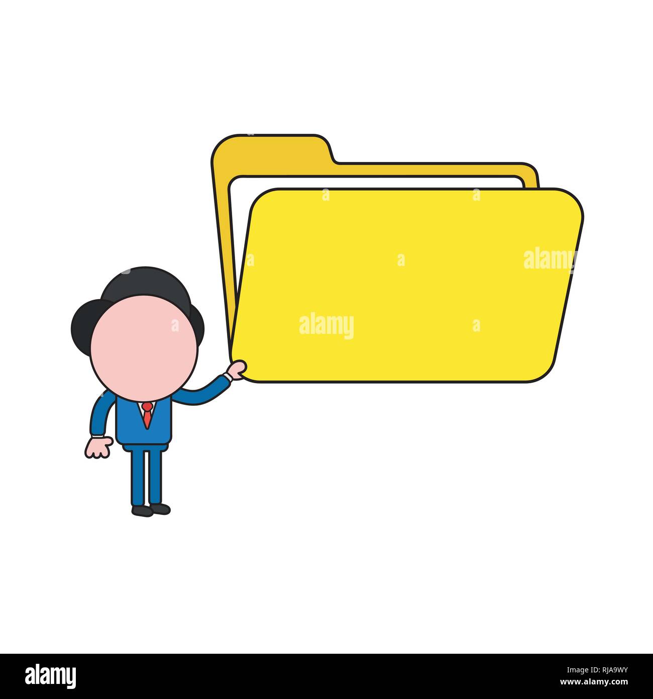 Vector illustration businessman character holding open file folder ...