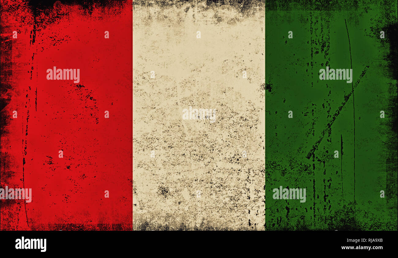 Vintage old flag of Italy. Art texture painted Italy national flag ...