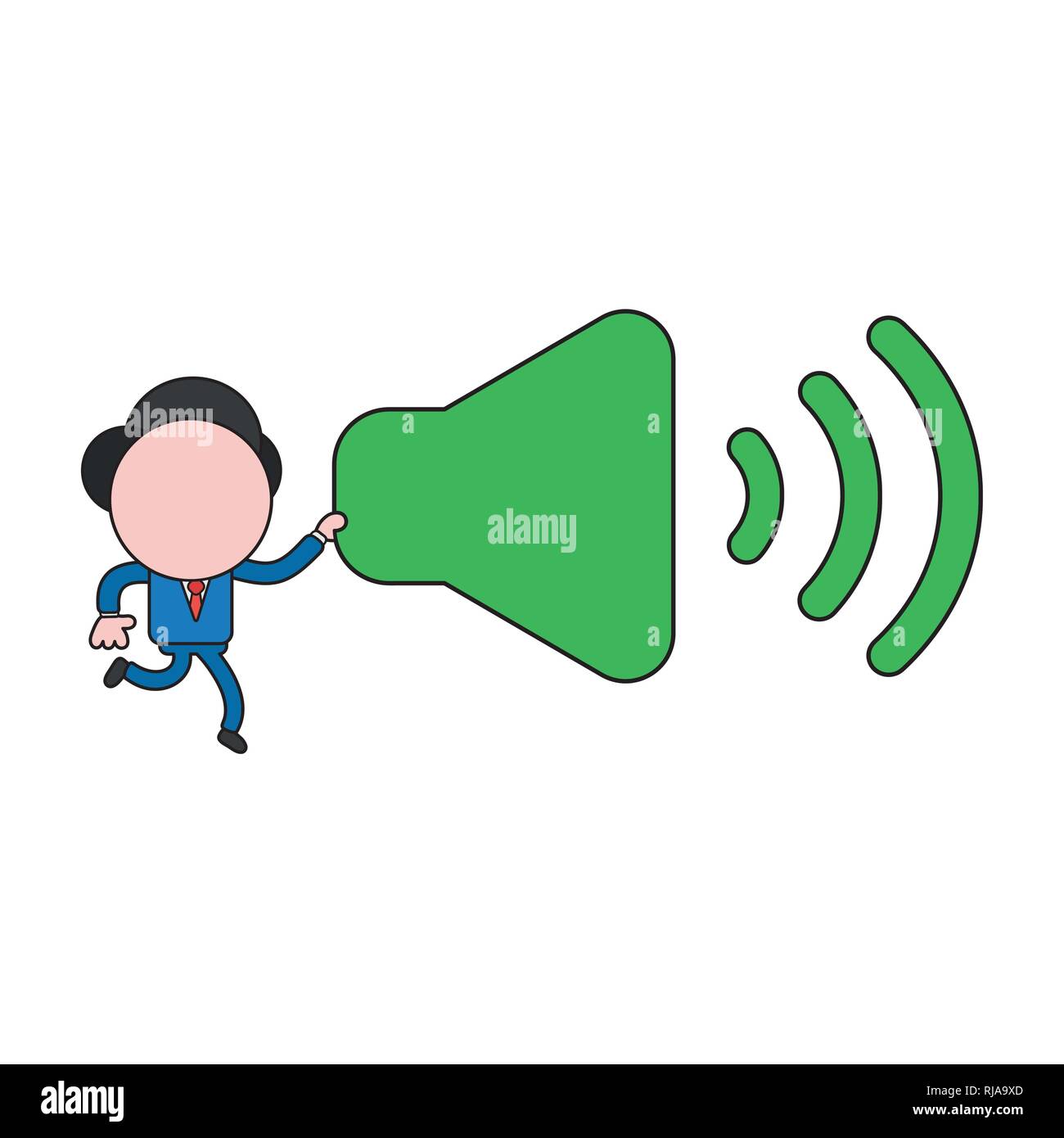 Vector illustration businessman character running and carrying sound on ...