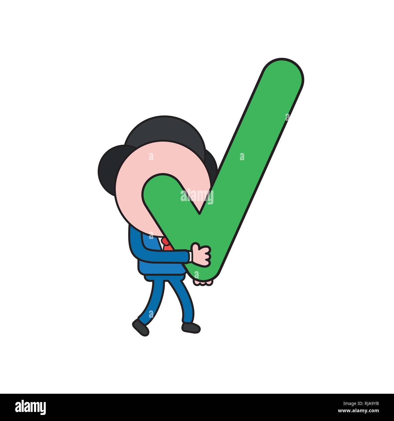 Vector illustration businessman character walking and holding check ...