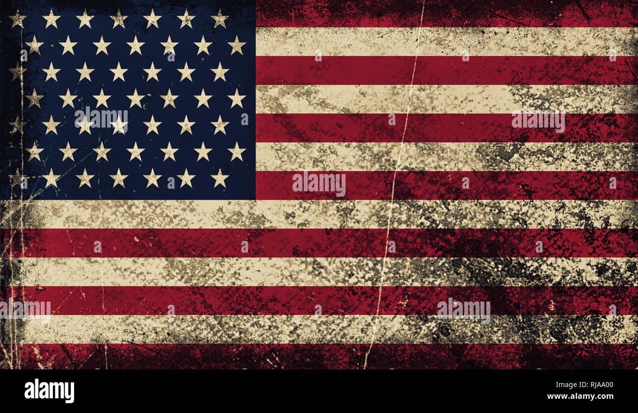 Vintage old flag of America. Art texture painted Usa national flag ...