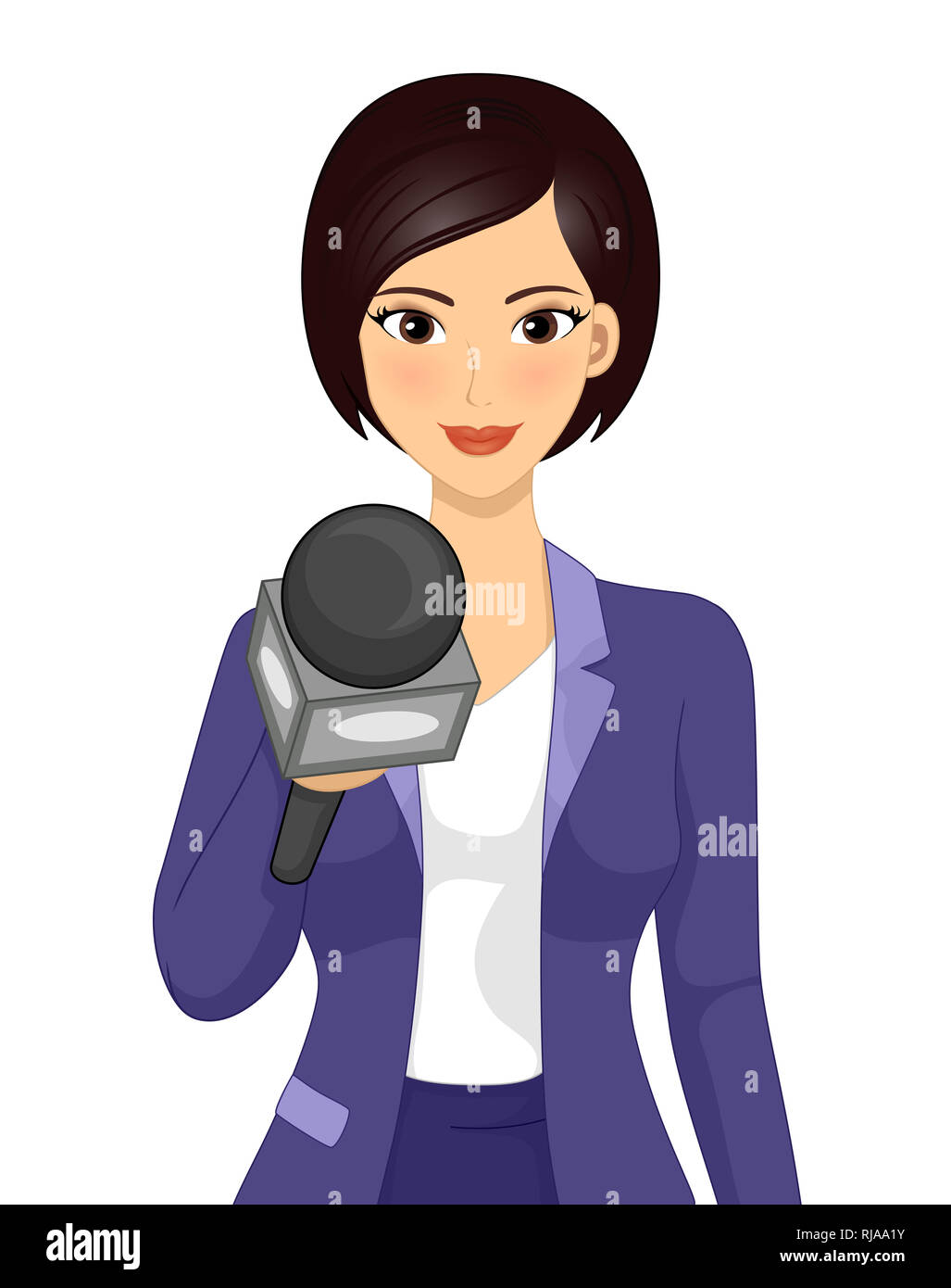 Illustration of a Girl Reporter Journalist Holding a Microphone ...