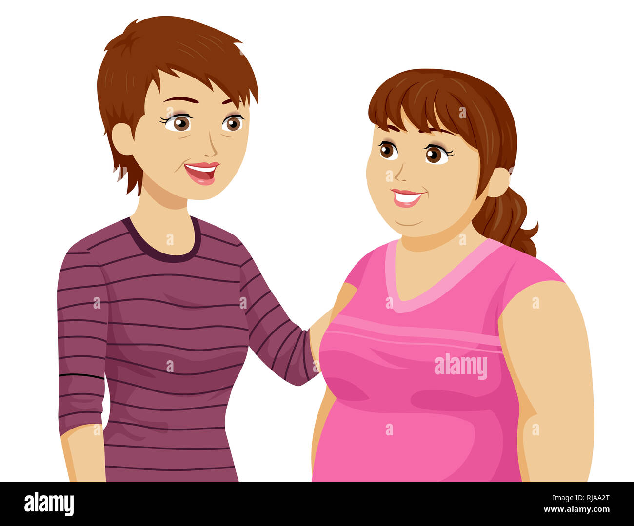 Illustration of a Fat Teenage Girl Talking to Her Mother Stock Photo ...
