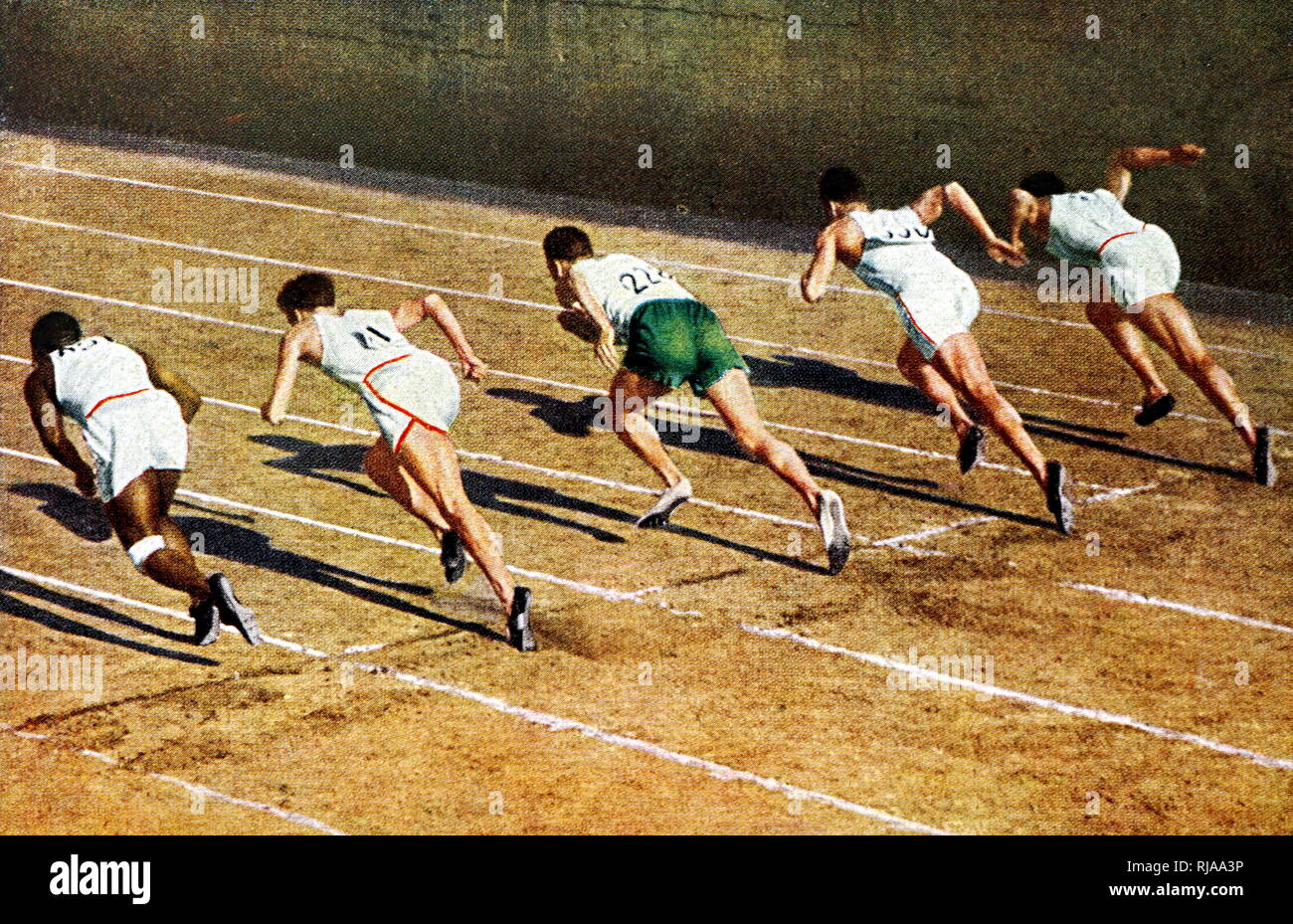 The 100 meters contest at the 1932 Olympics. Eddie Tolan broke the ...