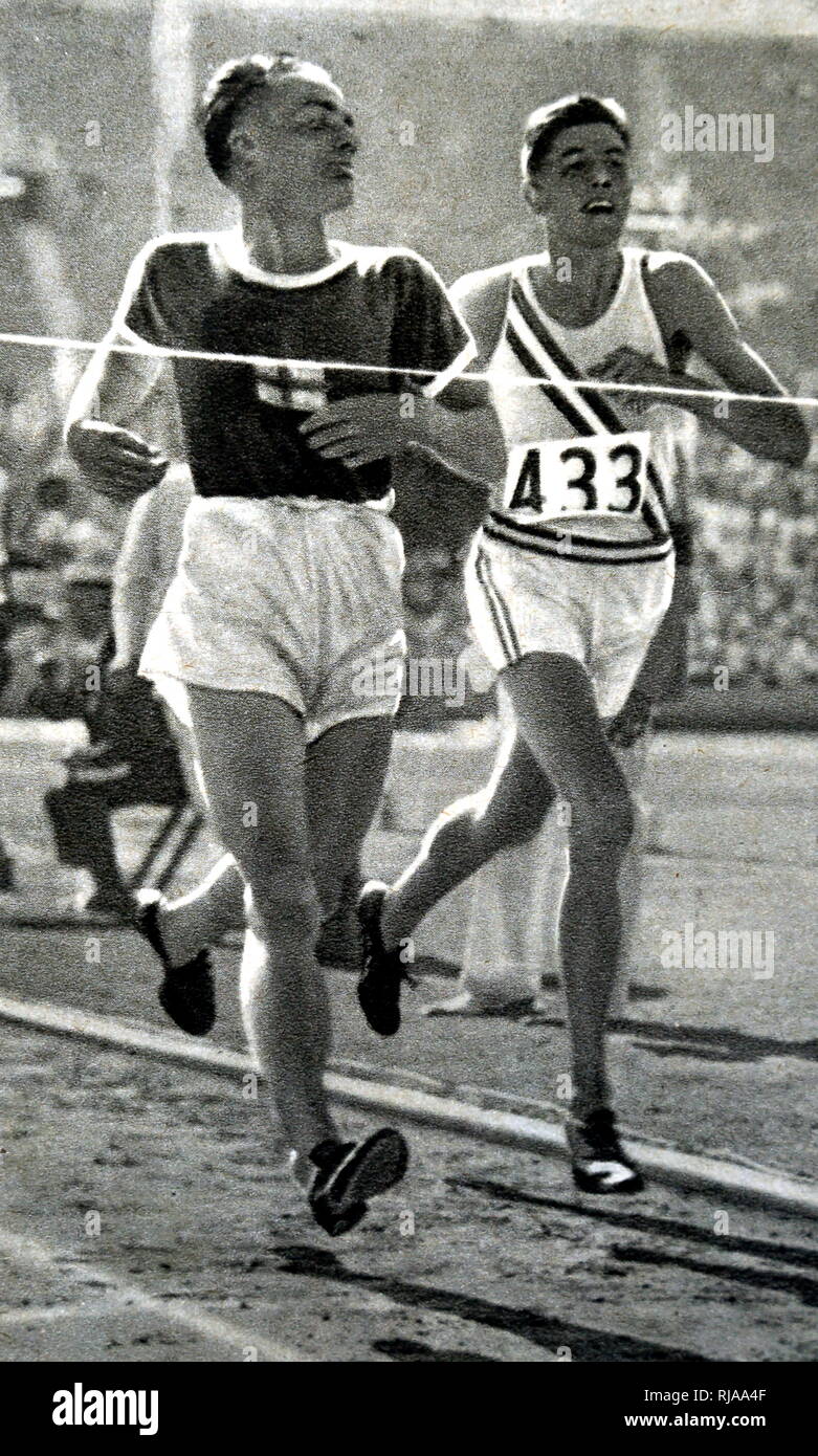 Photograph of Lauri Lehtinen (1908-1973) running the 5000 meter race in ...