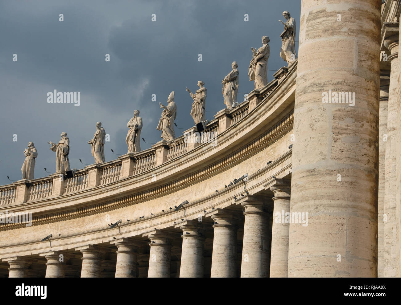 Italy / Rome – October 24, 2007: the famous colonnade with statues of ...