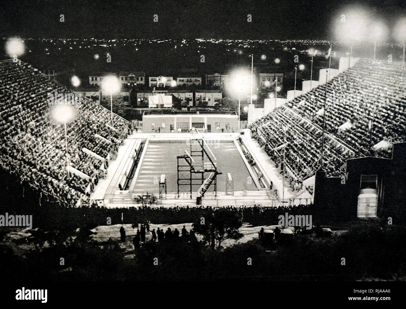 Photograph of the Olympic swimming stadium at the 1932 Olympic games ...