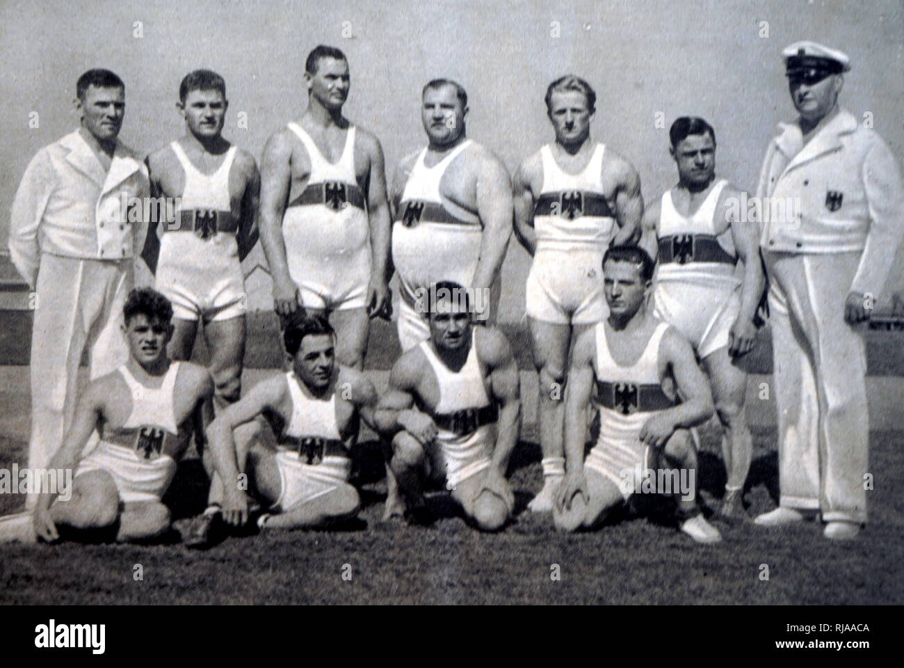 Photograph of the German wrestling team at the 1932 Olympic games Stock ...