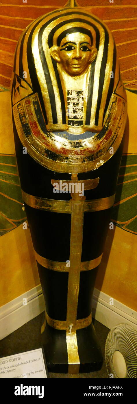 Replica of a gilded ancient Egyptian coffin; 18th dynasty. In 1896 a ...