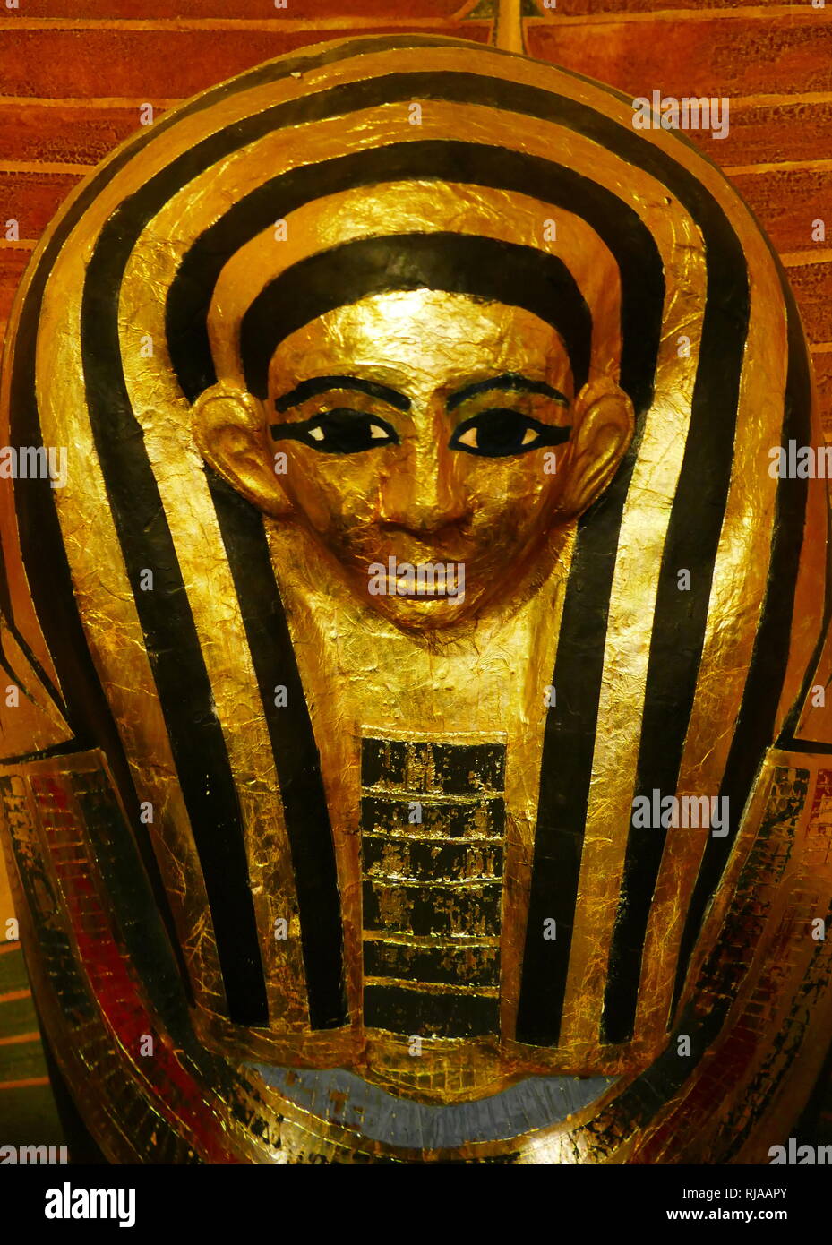 Replica of a gilded ancient Egyptian coffin; 18th dynasty. In 1896 a ...