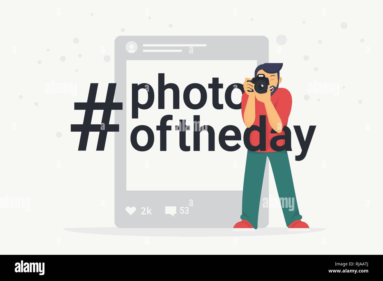 Hashtag photo of the day concept flat vector illustration of ...