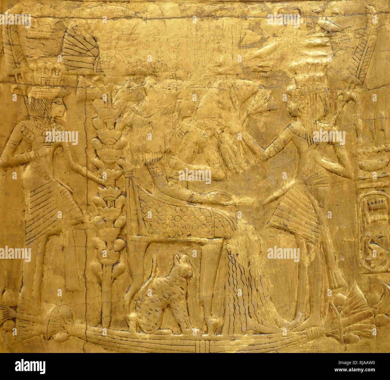 Reconstruction of a gilded throne of tutenkamen;18th-dynasty ancient ...