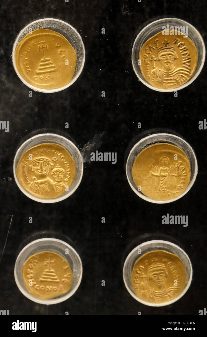 Gold coins from the Byzantine Period; Egyptian circa 700-900 AD Stock ...