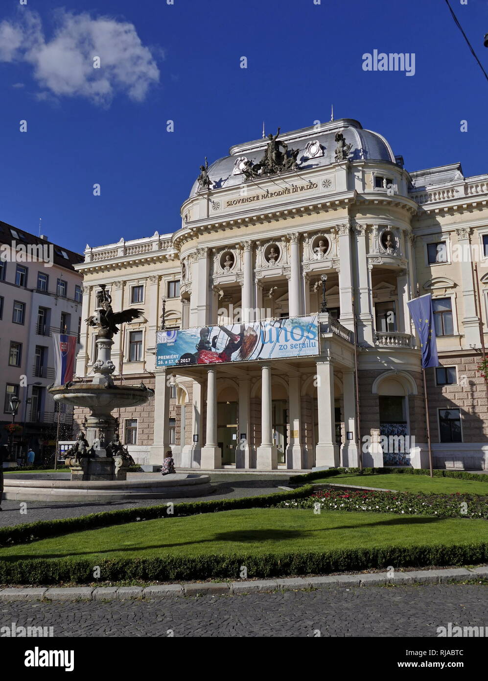 Traditional architecture with painted facades, in Bratislava, the ...