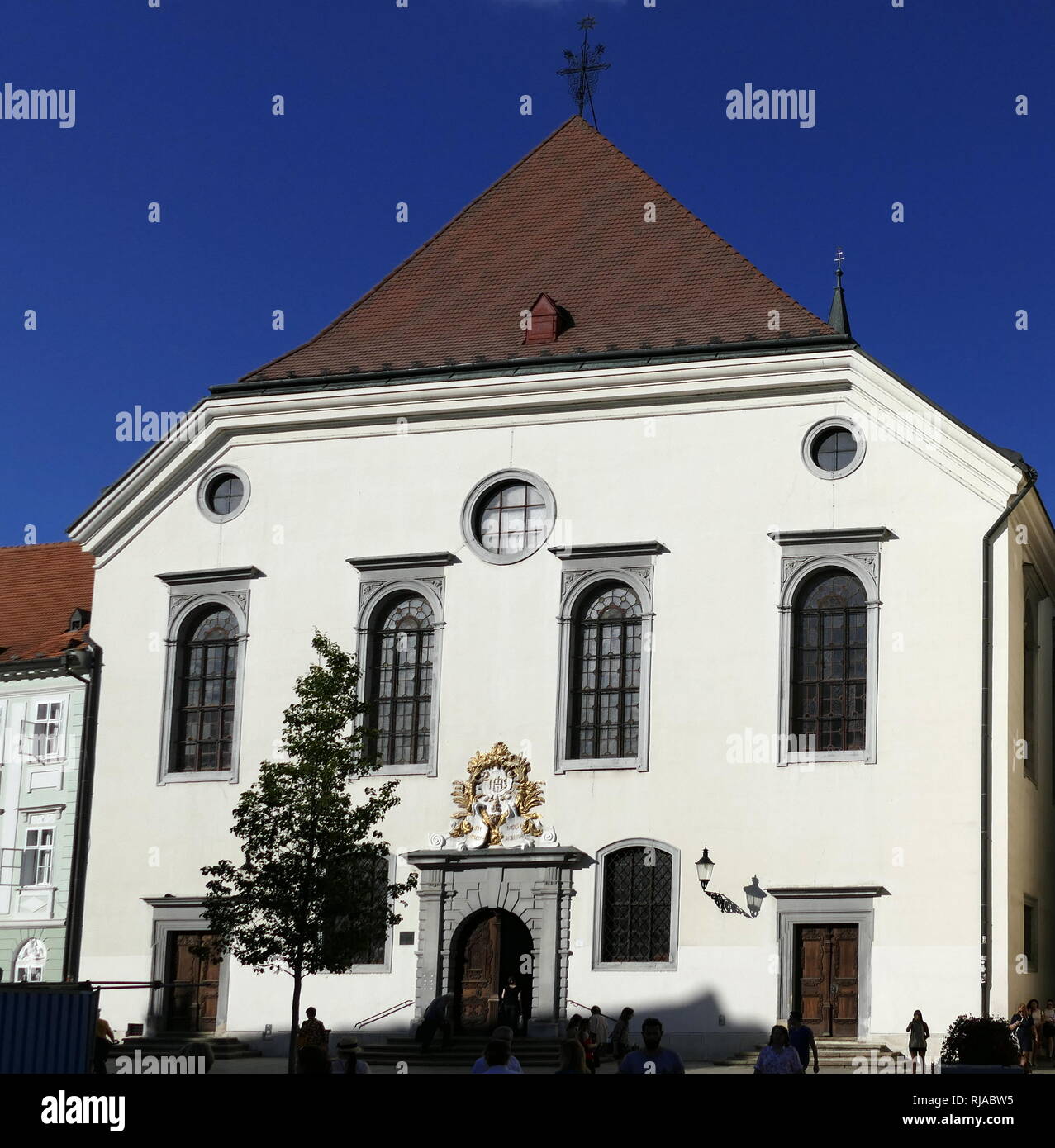 Traditional church architecture, in Bratislava, the capital of Slovakia ...