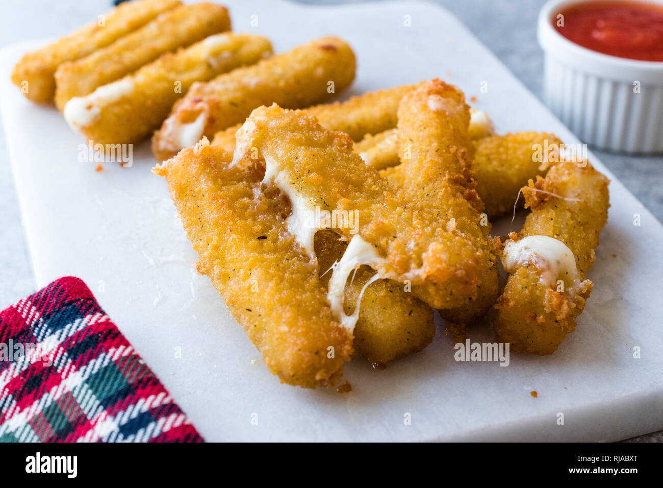 Breaded Fried Mozzarella Cheese Sticks with Ketchup Dipping Sauce ...