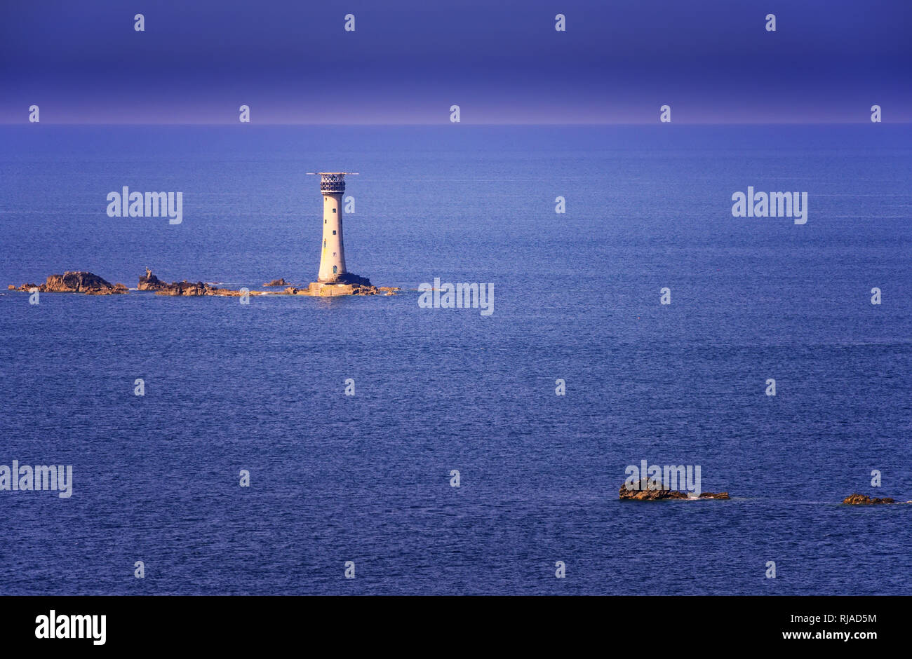 Les Hanois Lighthouse, built in 1862, off the western coast of Guernsey ...