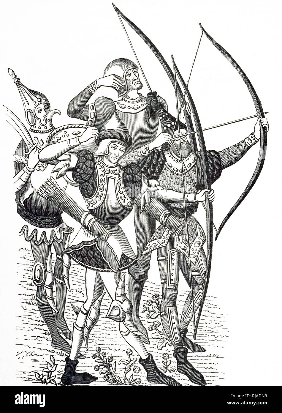 An engraving depicting Frankish archers of the fifteenth century. Dated ...