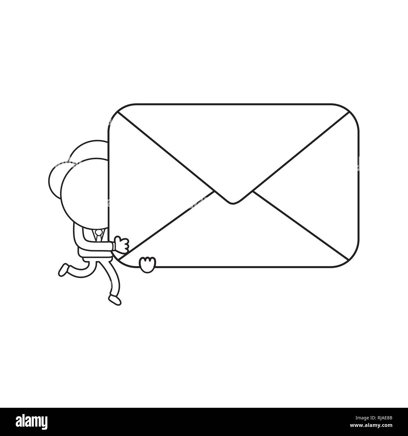 Vector illustration businessman character running and carrying closed ...