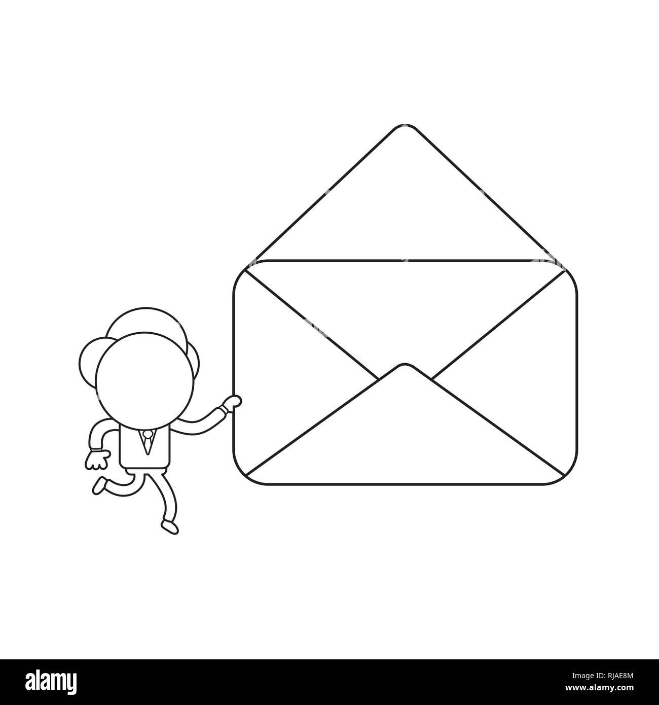 Vector illustration businessman character running and carrying open ...