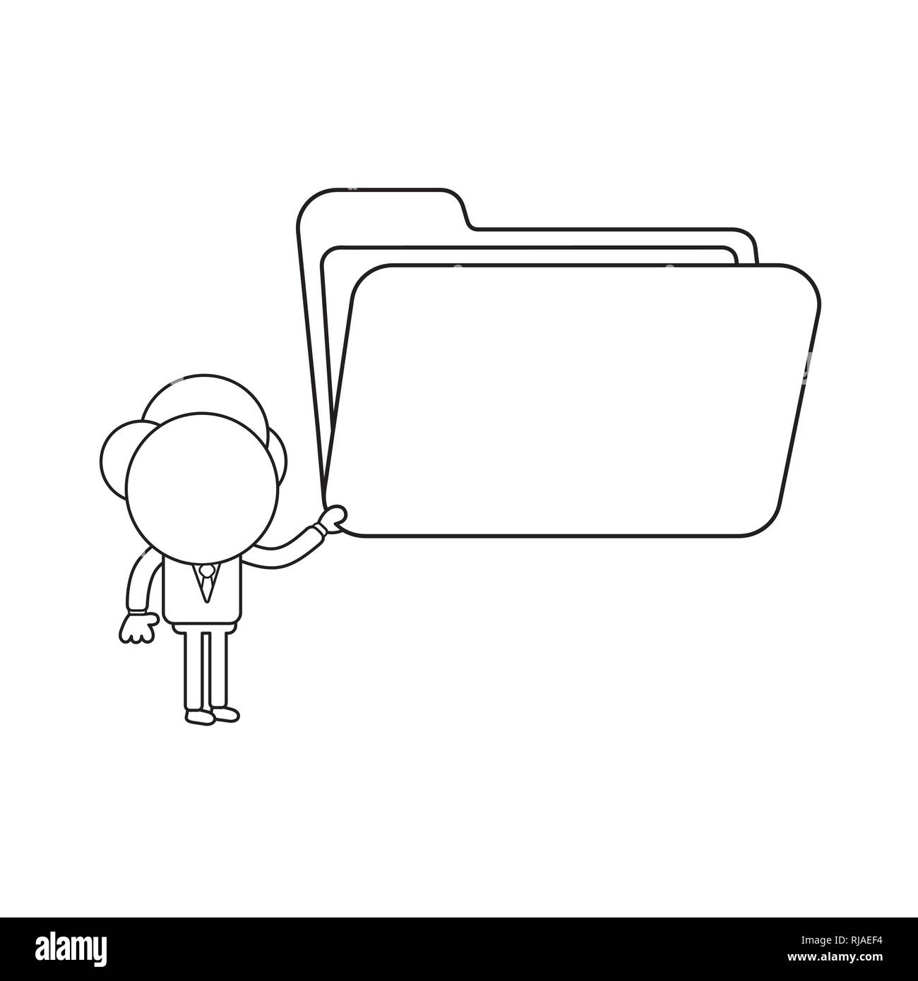 Vector illustration businessman character holding open file folder ...