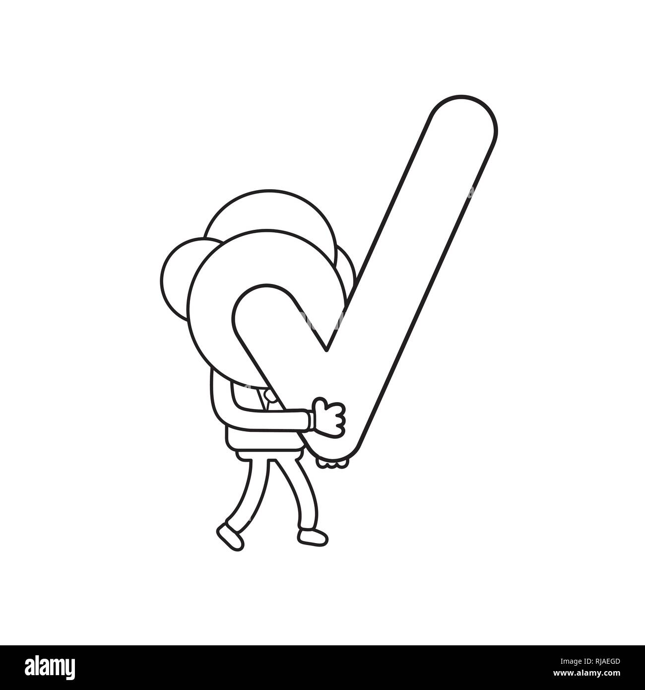 Character Green Check Mark Black and White Stock Photos & Images - Alamy