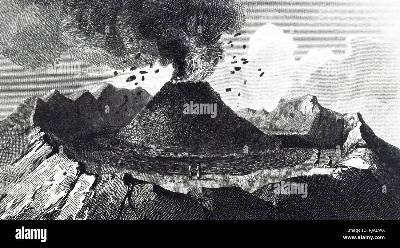 An engraving depicting the interior view of the crater of Mount ...