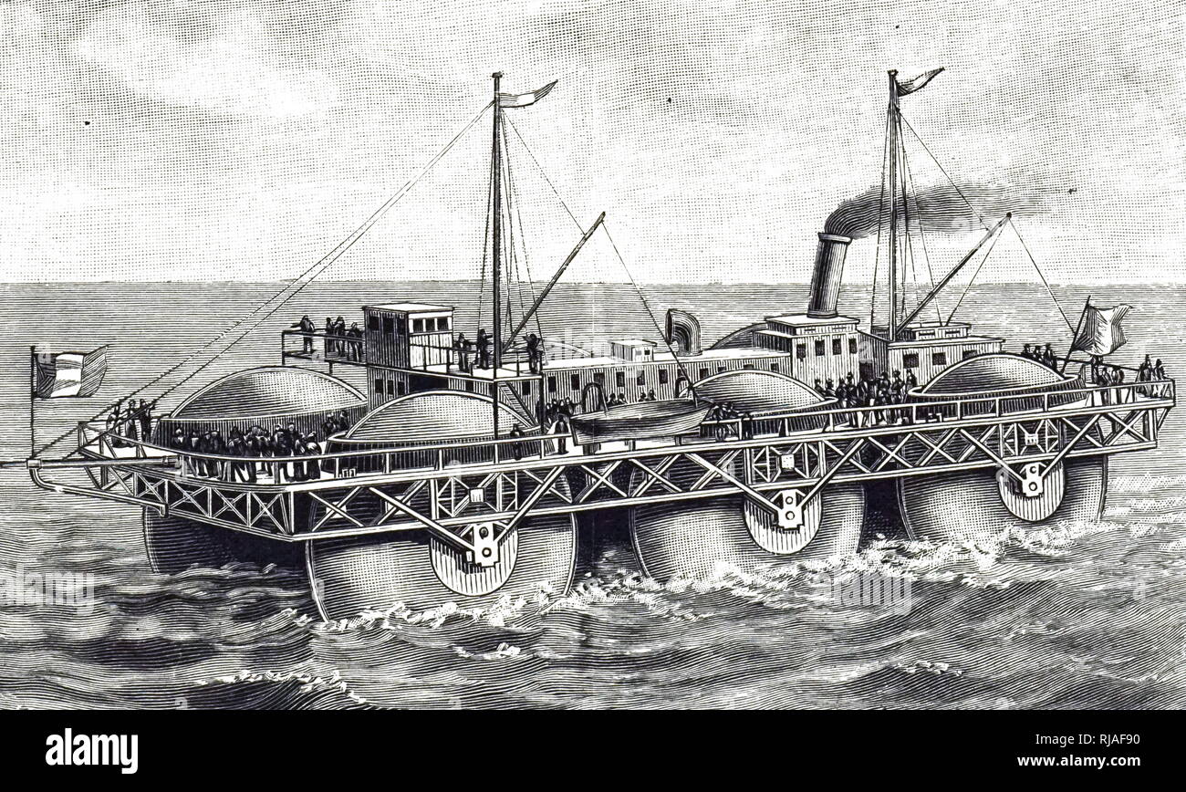 An engraving depicting the end elevation of a roller ship by Ernest ...