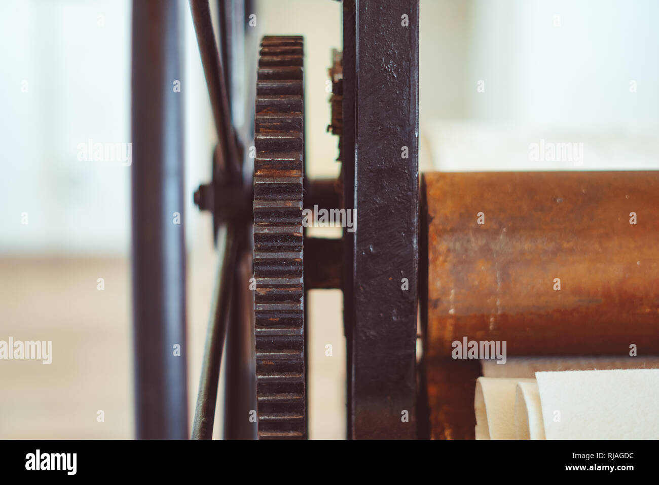 Old printing press - rotary machine - polygraphic equipment - big cog ...