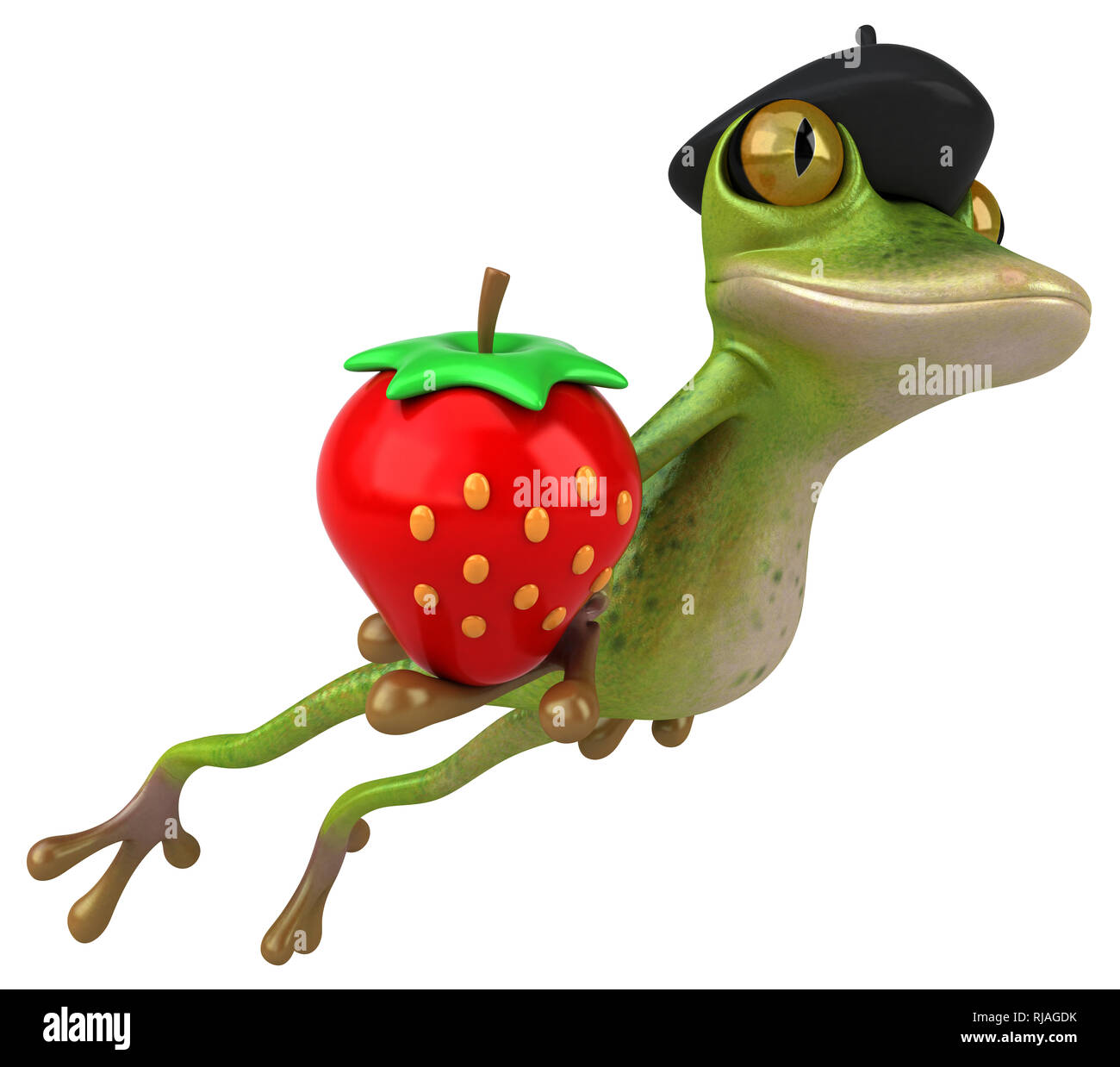 Fun french frog - 3D Illustration Stock Photo - Alamy