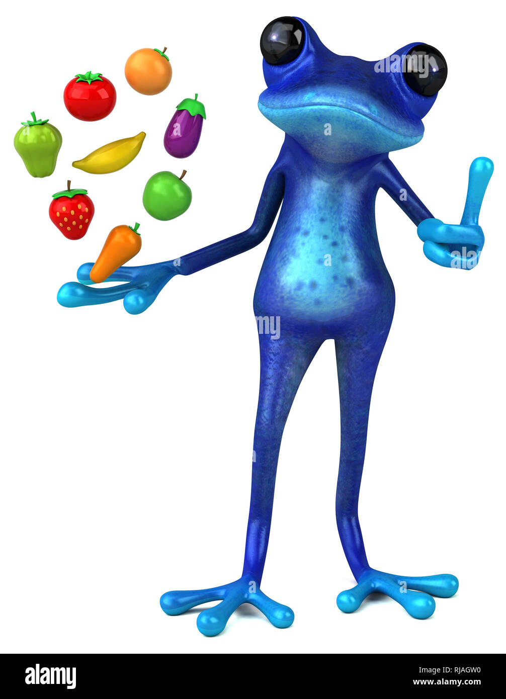 Fun blue frog - 3D Illustration Stock Photo - Alamy