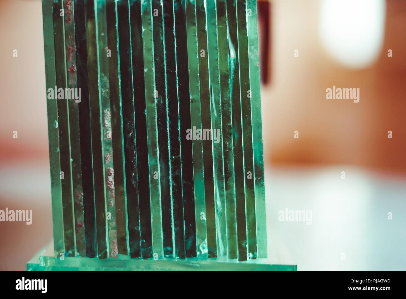 A pile of glass sheets took from a corner Stock Photo - Alamy