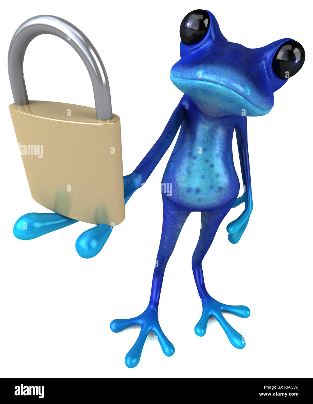 Fun blue frog - 3D Illustration Stock Photo - Alamy