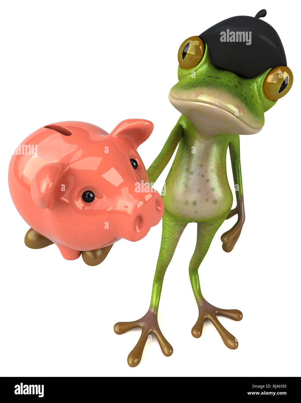 Fun french frog - 3D Illustration Stock Photo - Alamy