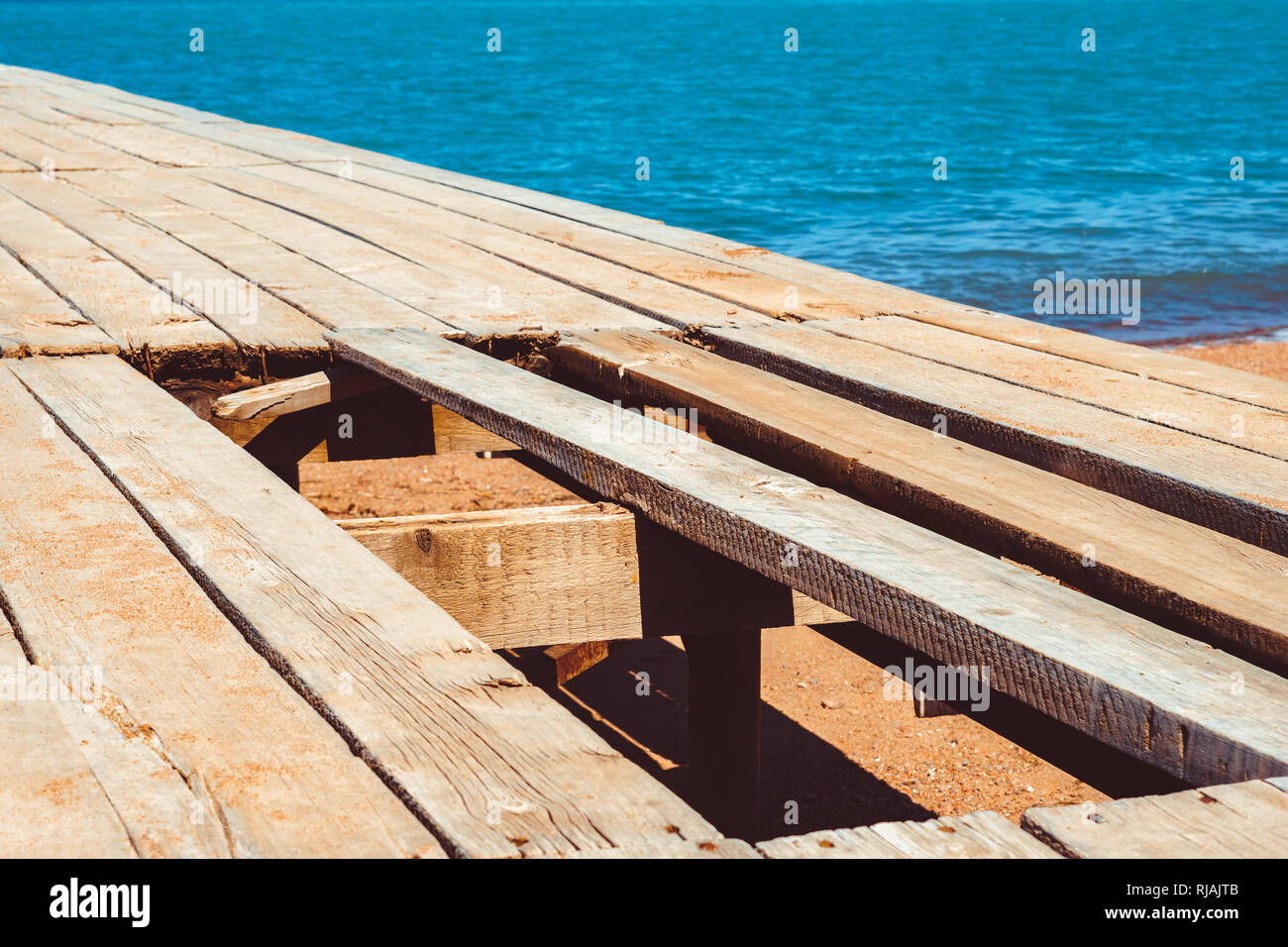 old wooden pier by the sea Stock Photo - Alamy