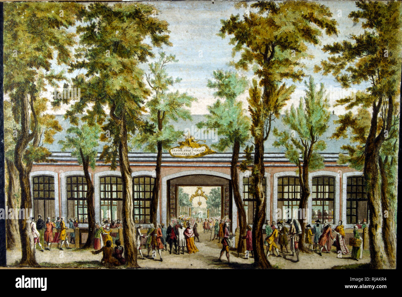 18th century Illustration showing the Grand Cafe d'alexandre, in Paris ...