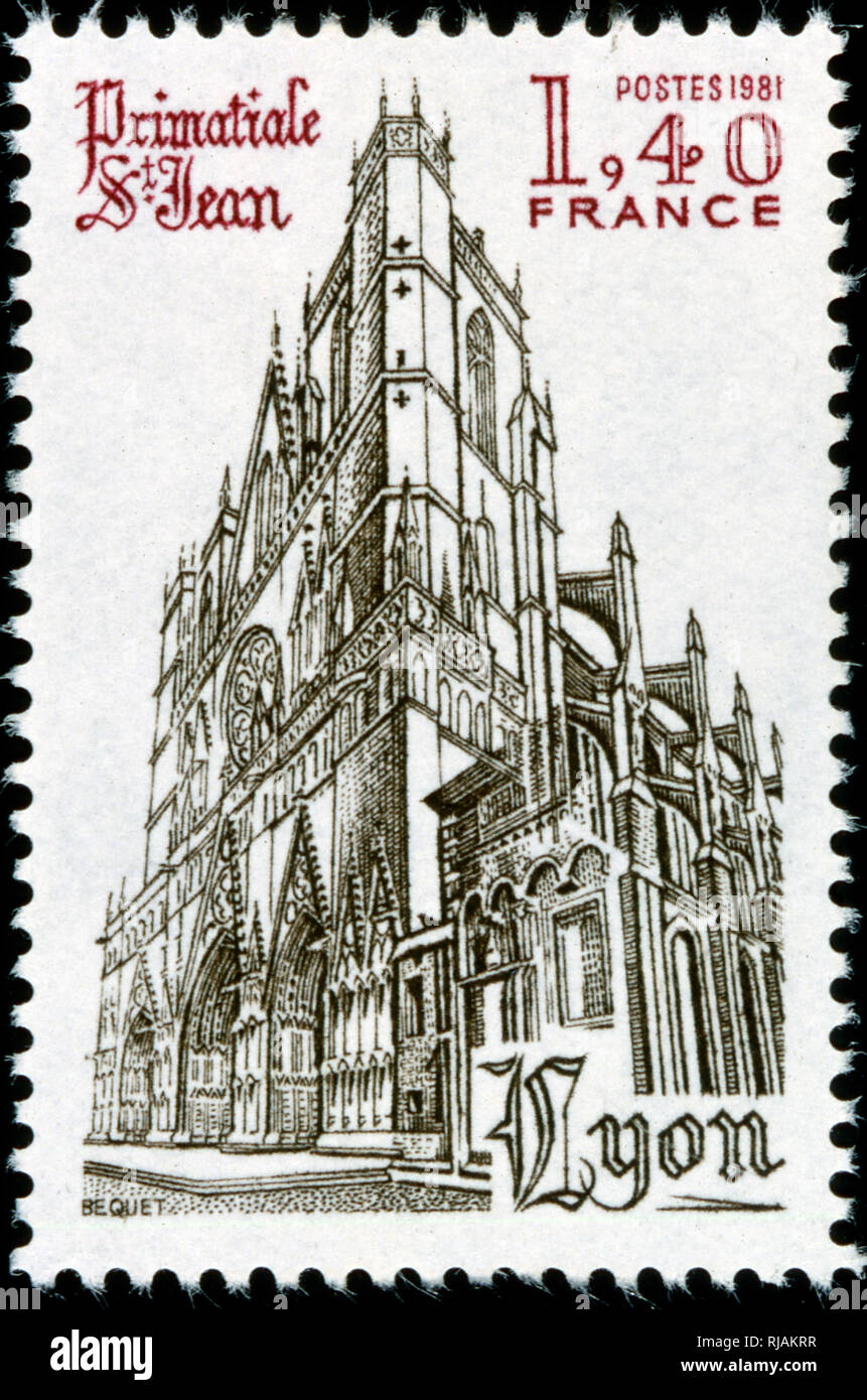 French postage stamp celebrating the French town of Lyon Stock Photo ...