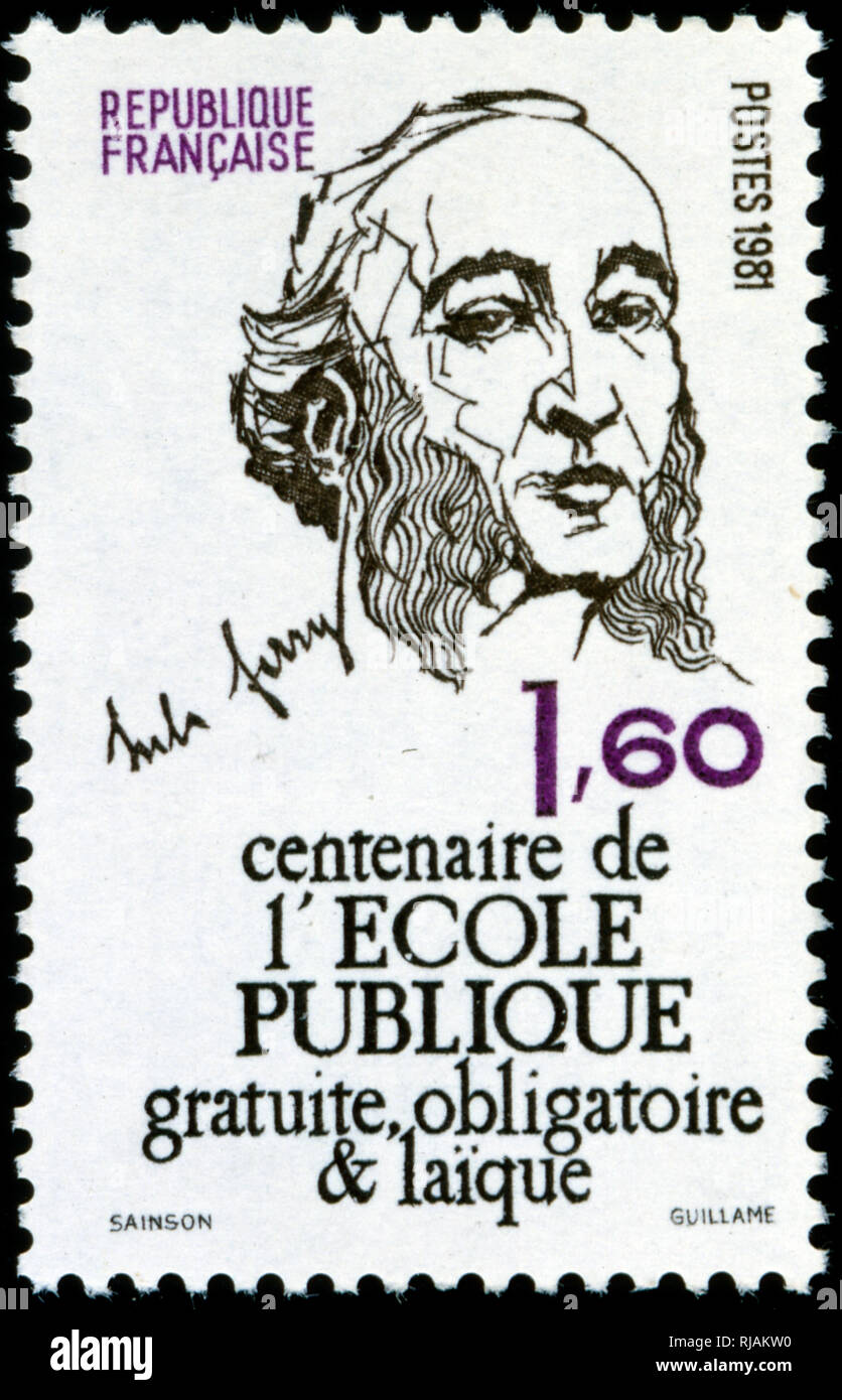 French postage stamp commemorating Jules Ferry (1832 - 1893) a French ...