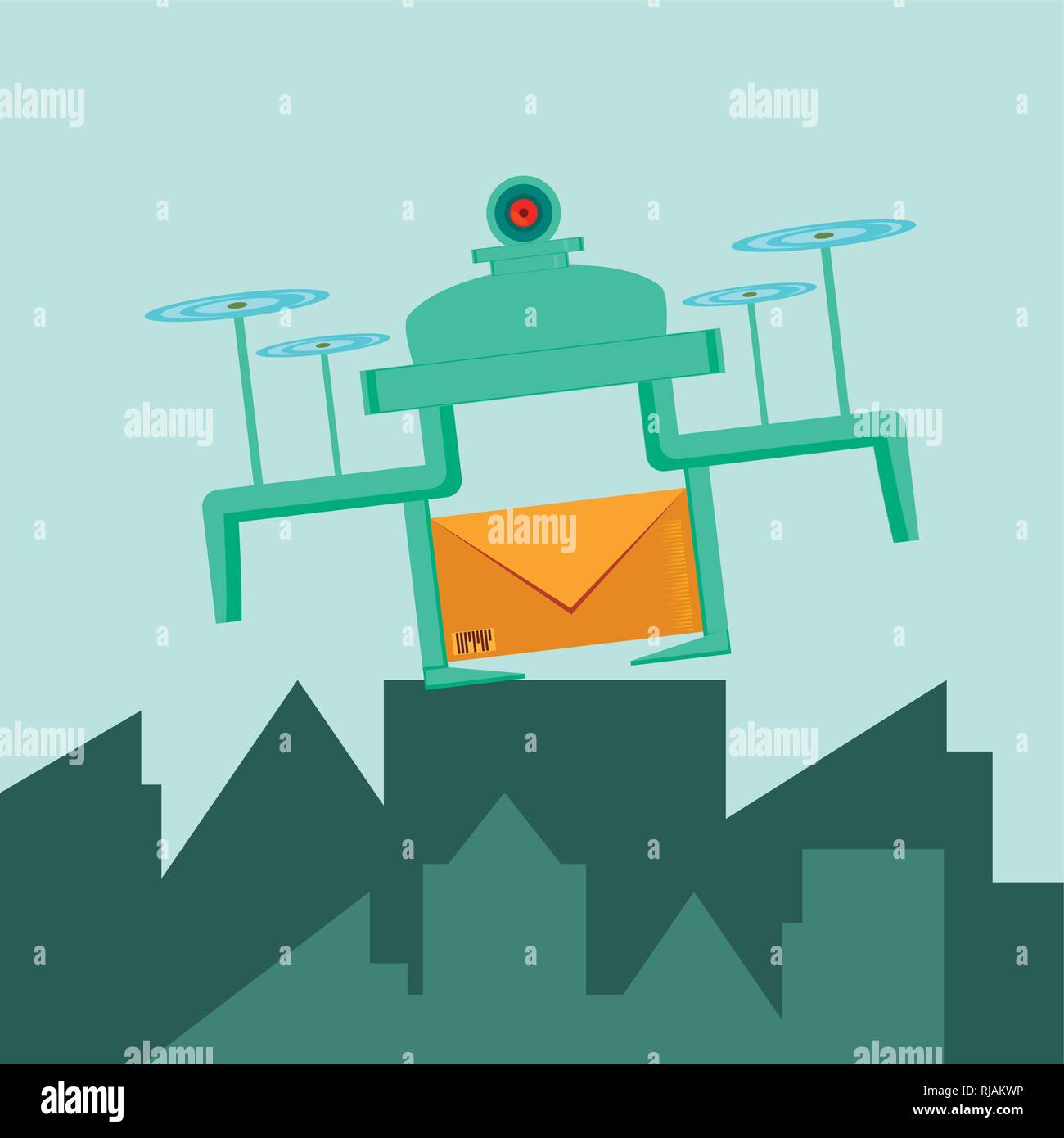 drone flying with envelope in the city vector illustration design Stock ...