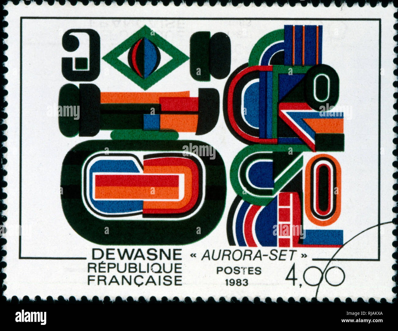 French postage stamp commemorating the life of French abstract artist ...