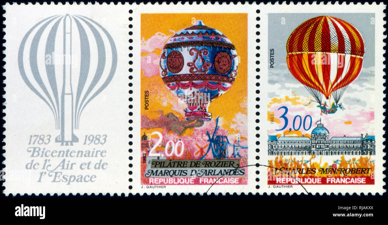 French postage stamps commemorating the Bi-centennial of the first ...