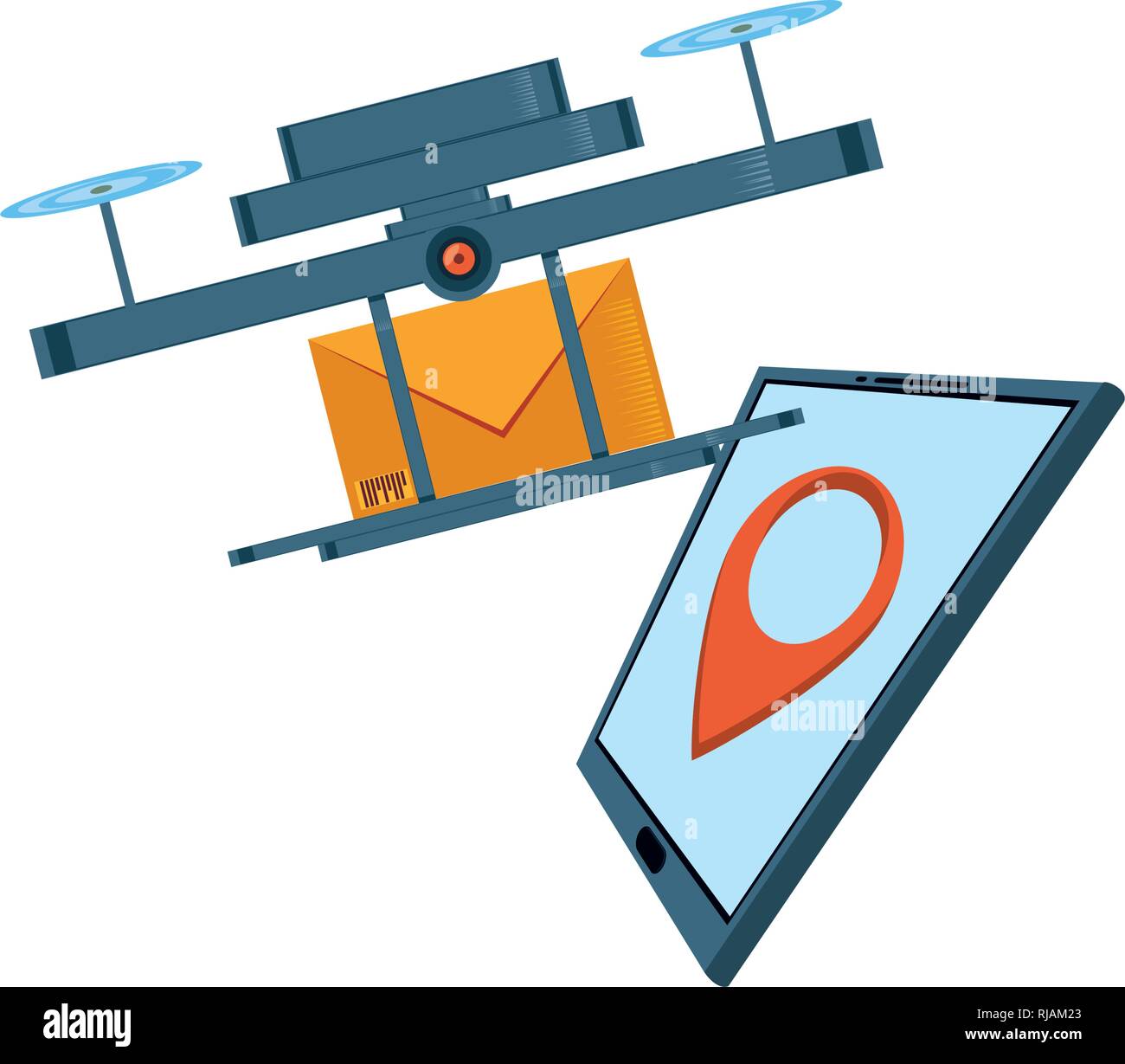 drone flying with envelope and tablet vector illustration design Stock ...