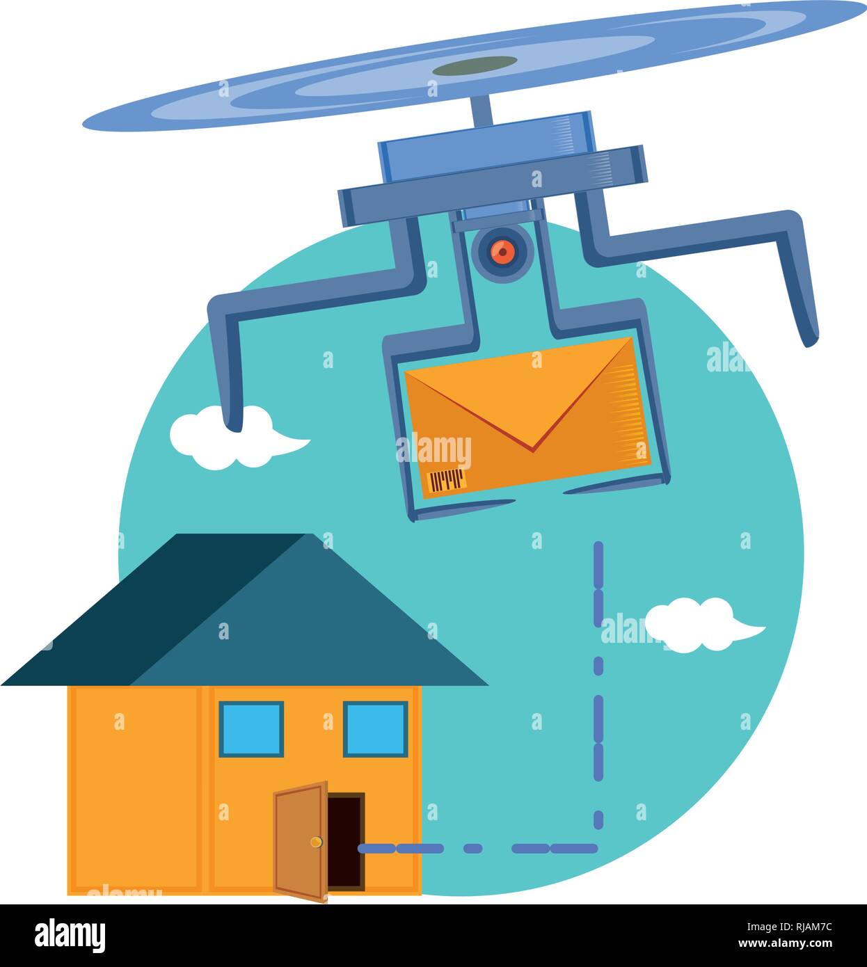 drone flying with envelope and house vector illustration design Stock ...