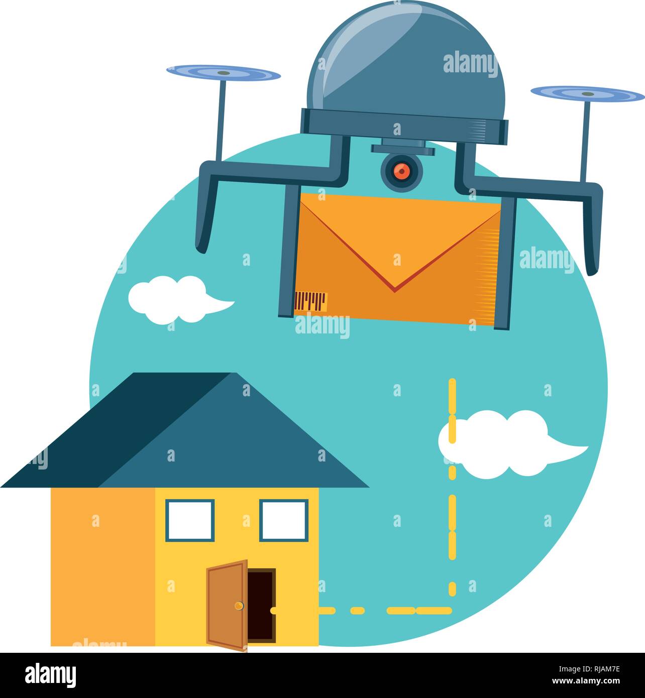 drone flying with envelope and house vector illustration design Stock ...