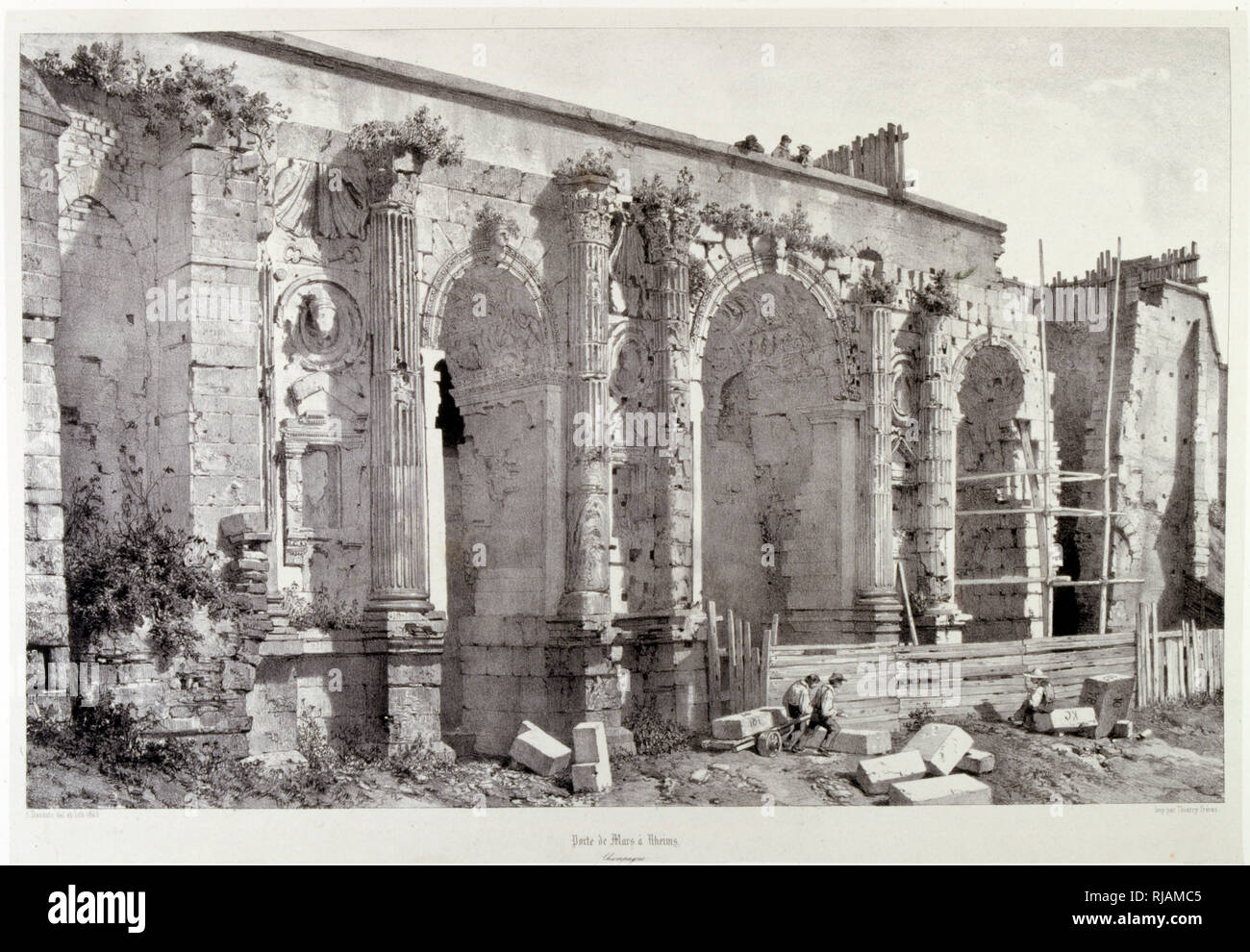Gate of Mars, Reims, France 1857. illustration and text from 'Voyages ...