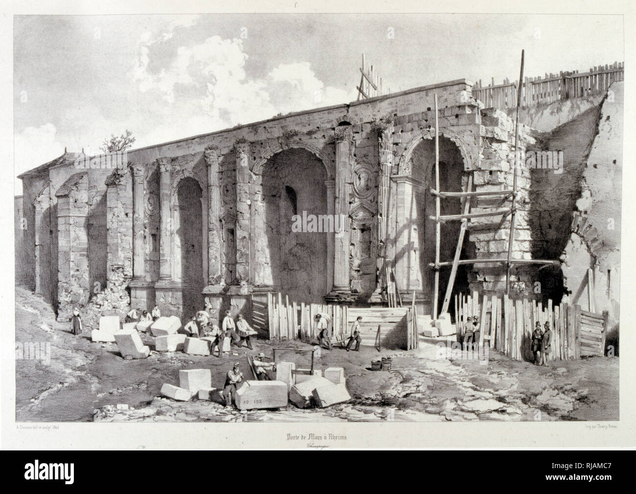 Gate of Mars, Reims, France 1857. illustration and text from 'Voyages ...