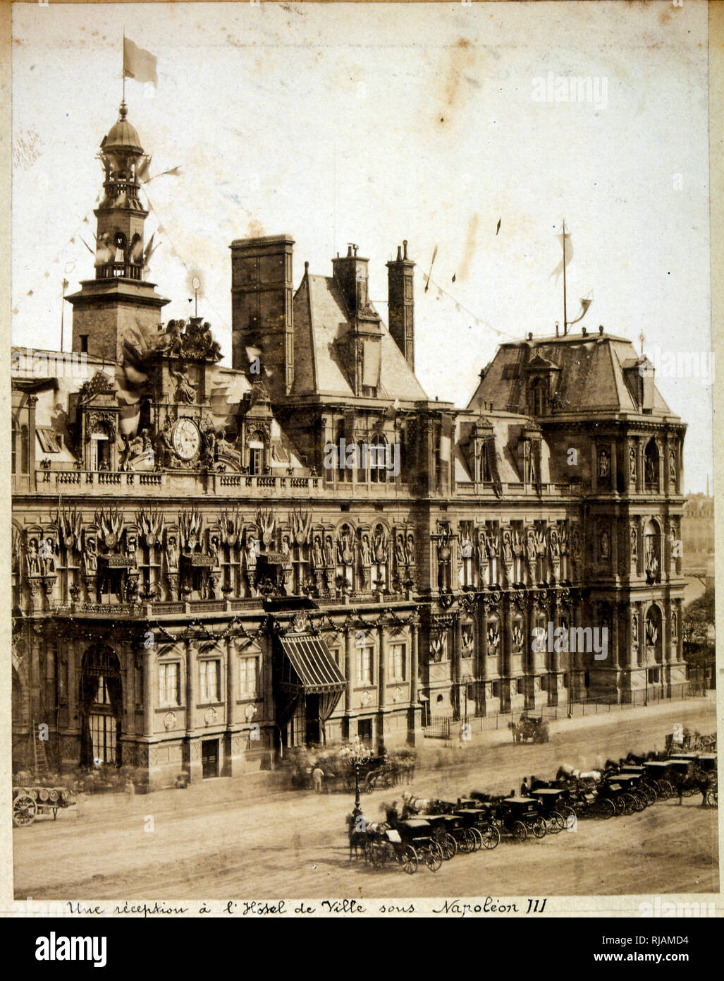 photograph (1895) of the Hotel de Ville, City Hall, in Paris, France ...