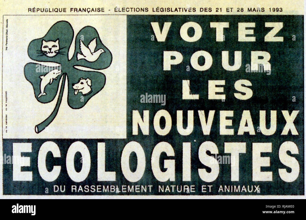 Ecology Party election poster for French National Assembly 1993 Stock ...